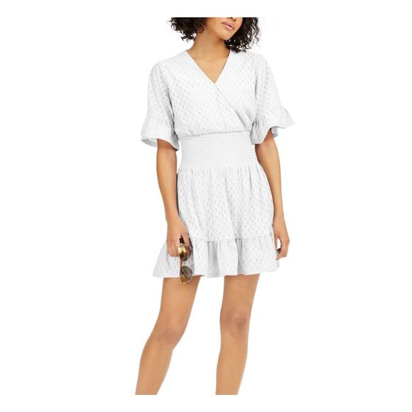 Michael Kors | Dresses | Michael Kors Womens White Bell Sleeve V Neck ...